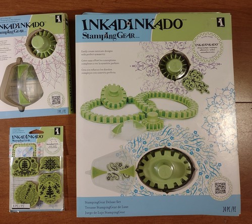 Inkadinkado Stamping Gear Deluxe Set + Intro Set + Extra Cling Stamps ...