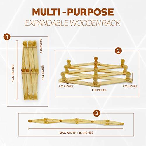 Set of 2 Accordion Style Wood Expandable Rack Hat, Cap, Belt, Umbrella ...