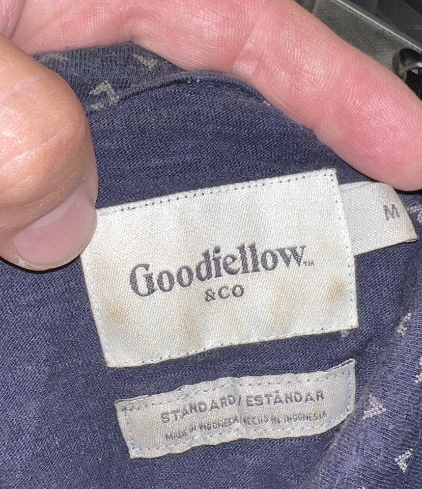 Goodfellow & Co Polo Shirt Mens Medium Navy Blue Triangle Print Short Sleeve Top | eBay