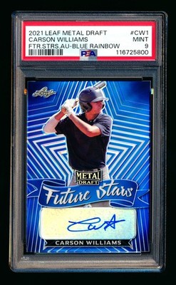 2021 LEAF CARSON WILLIAMS RC BLUE REFRACTOR AUTO AUTOGRAPH ROOKIE #34/ ...