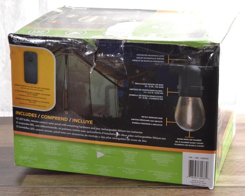 Sunforce 35-ft String Lights Solar Powered w/ Remote Control LED 15 ...