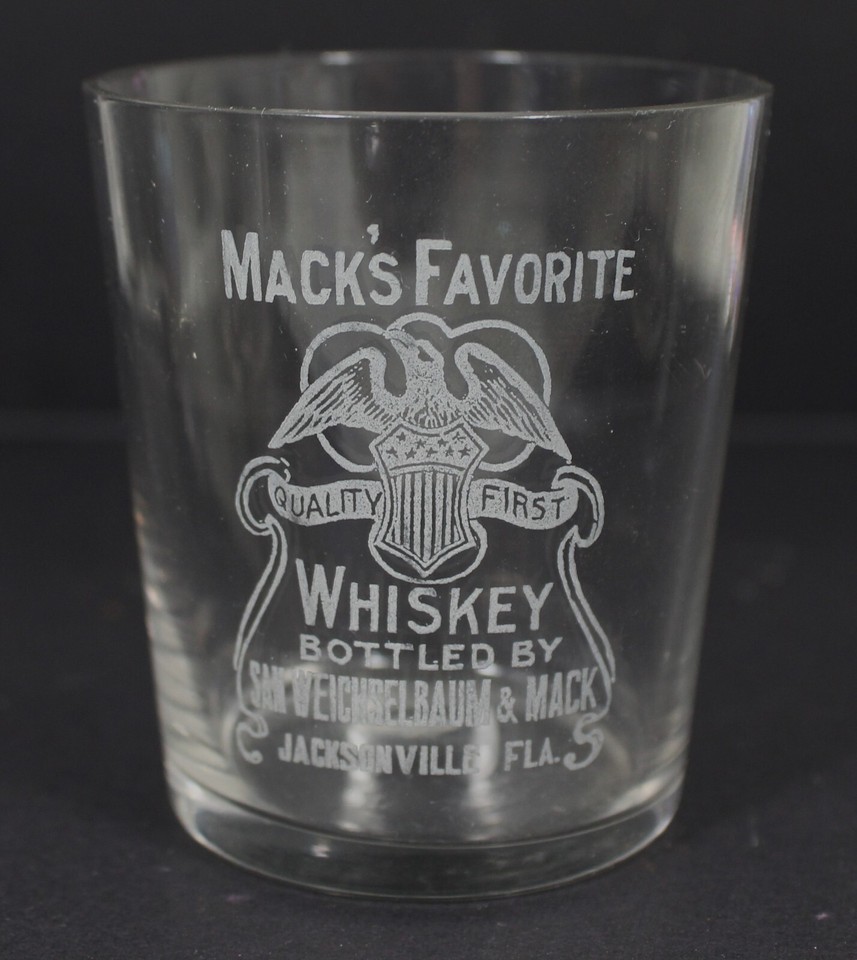 ANTIQUE PRE PRO ACID ETCHED WHISKEY SHOT GLASS- MACK'S FAV ...
