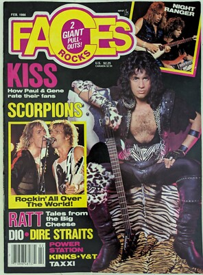 Faces Rocks Magazine February 1986 KISS, Ratt, Scorpions, Dio, Dire ...