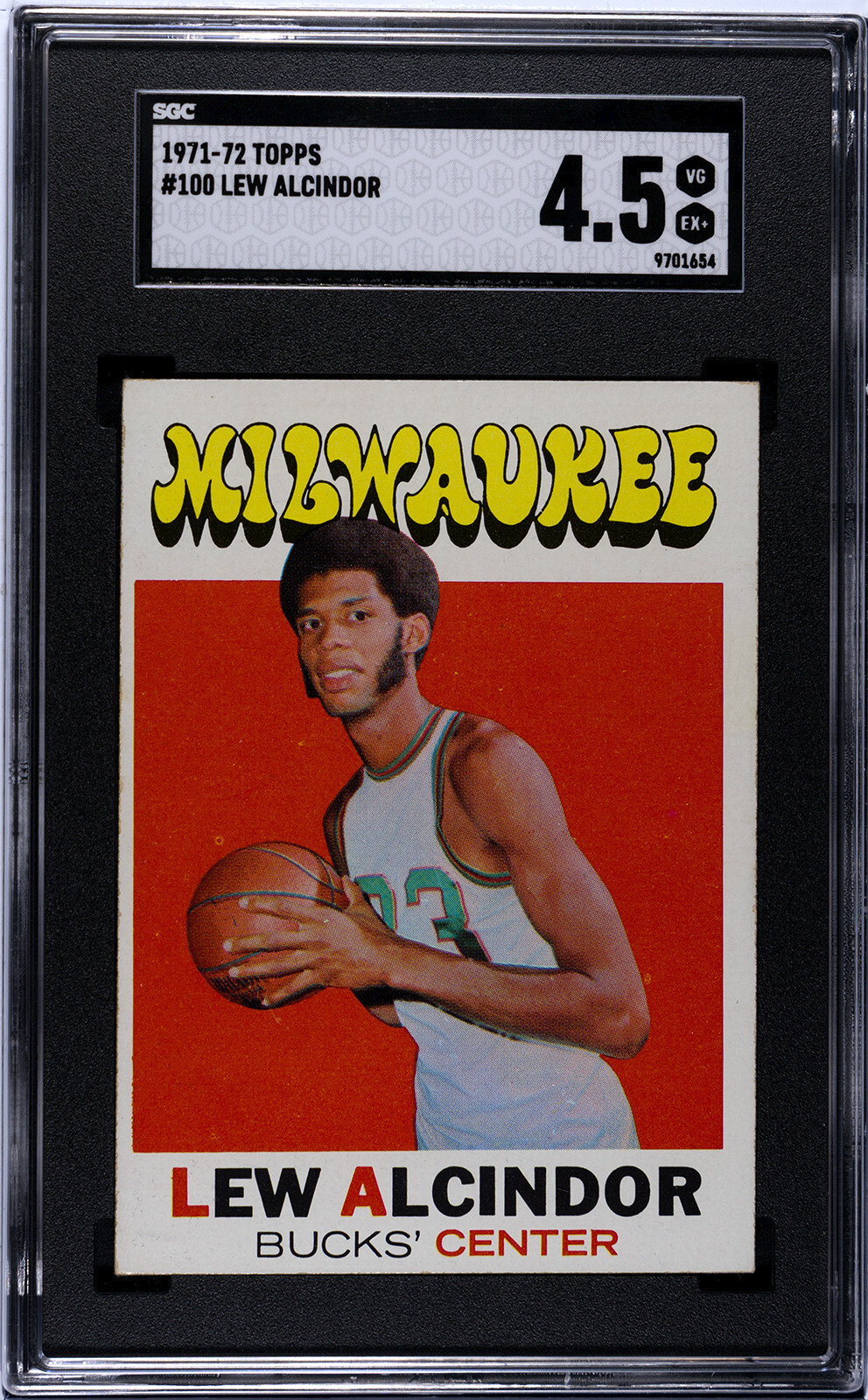 1971-72 Topps Basketball #100 Lew Alcindor SGC 4.5 VG-EX+ Kareem Abdul ...