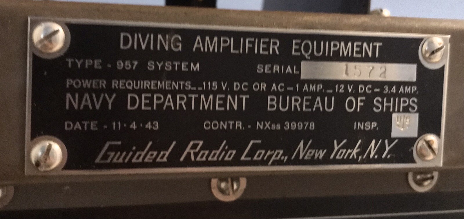 WWII WW2 1943 US Navy USN Mark V Type 957 Diver Diving Radio Guided ...
