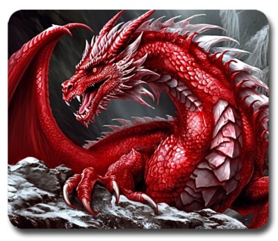 RED FIRE DRAGON - Mousepad / Mouse pad - Fantasy Art Magic Dungeons ...