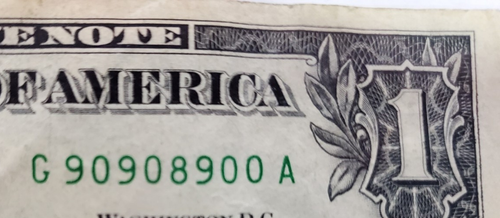 $1 Bill Fancy Serial Number Trinary Flipper (0,8,9) W/Partial Repeater ...