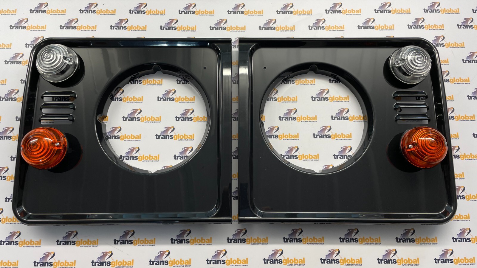 Gloss Black TD5 Style Headlamp Surrounds & Front Lights for Land Rover ...