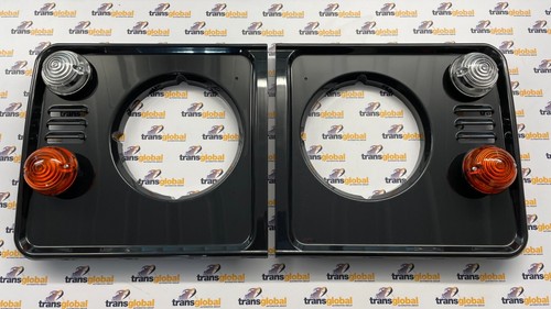 Gloss Black TD5 Style Headlamp Surrounds & Front Lights for Land Rover ...