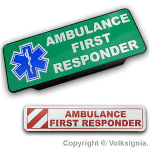 Ambulance First Responder Sun Visor sign White Text on Green with SOL ...