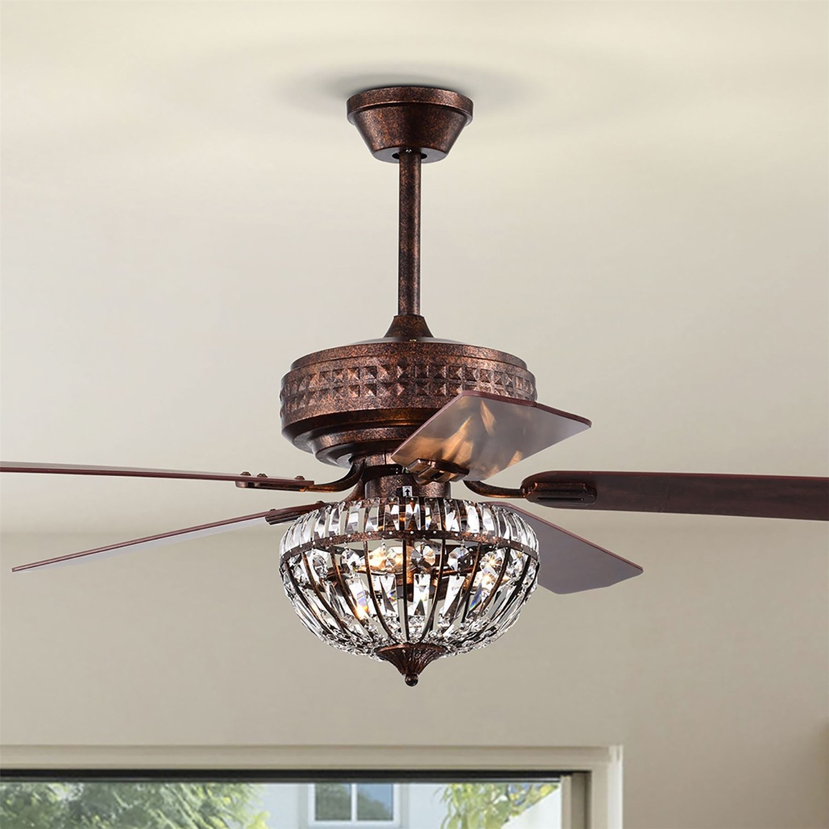 Copper Finish Ceiling Fans Honeywell Carnegie 52"" Rustic Farmhouse