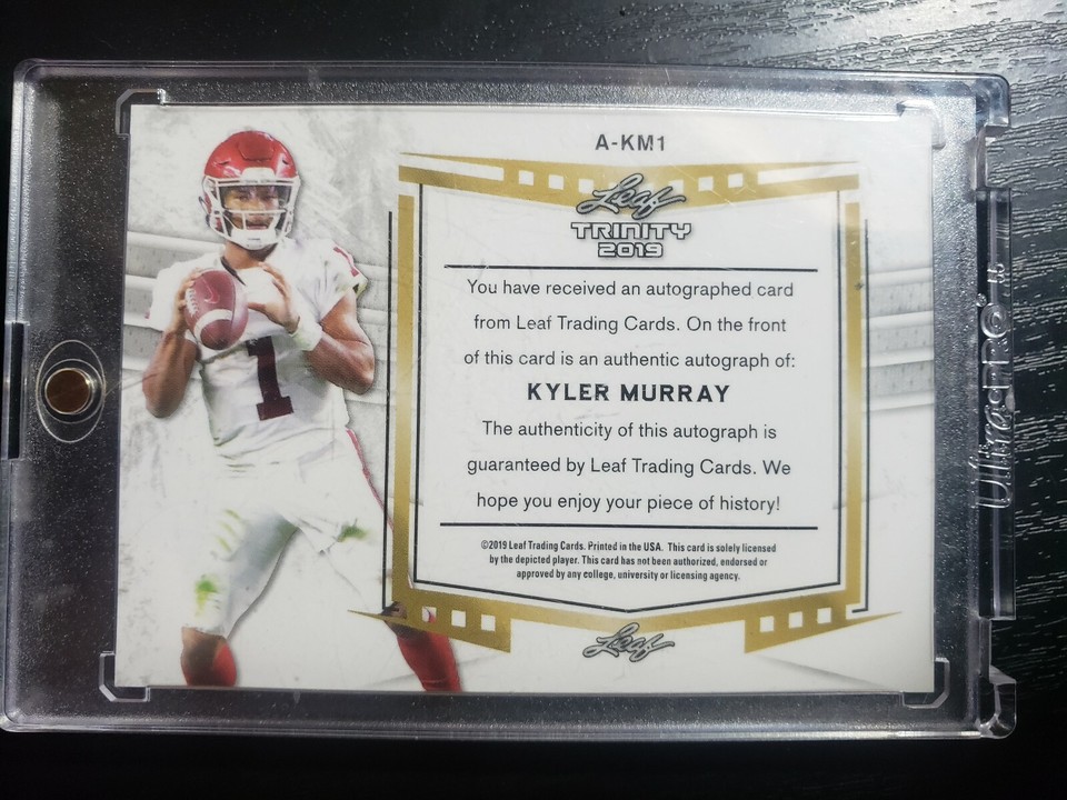 🚨🔥2019 Leaf Trinity Kyler Murray Auto Inscription 3/10 Cardinals RARE ...