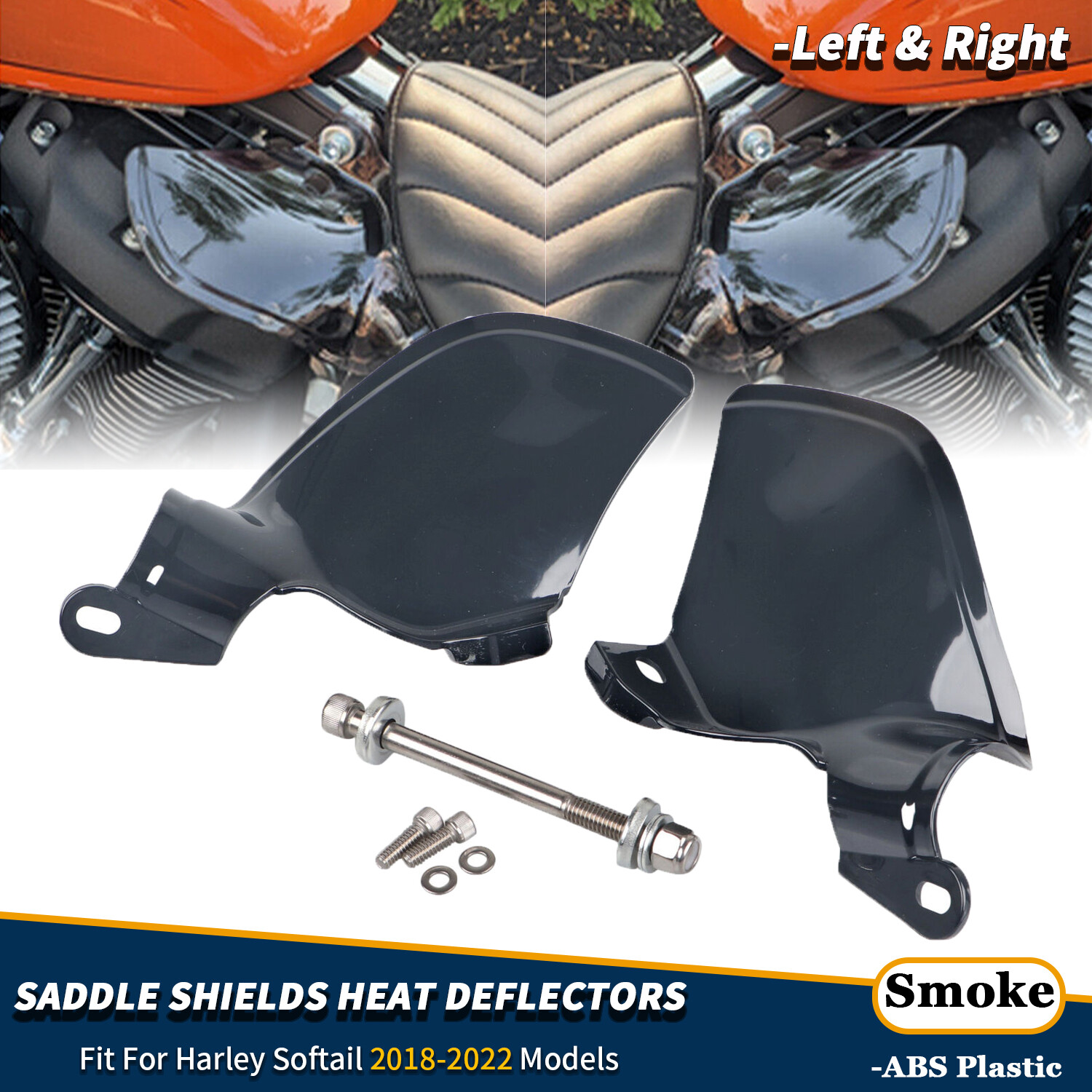Smoke Saddle Heat Shield Air Deflectors For Harley Softail Fat Bob FXLR ...