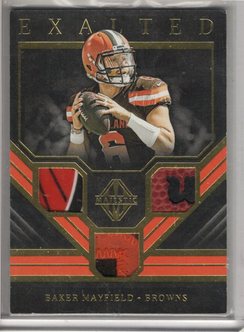 2019 Panini Majestic #ET-BM Baker Mayfield Exalted Triple Materials ...