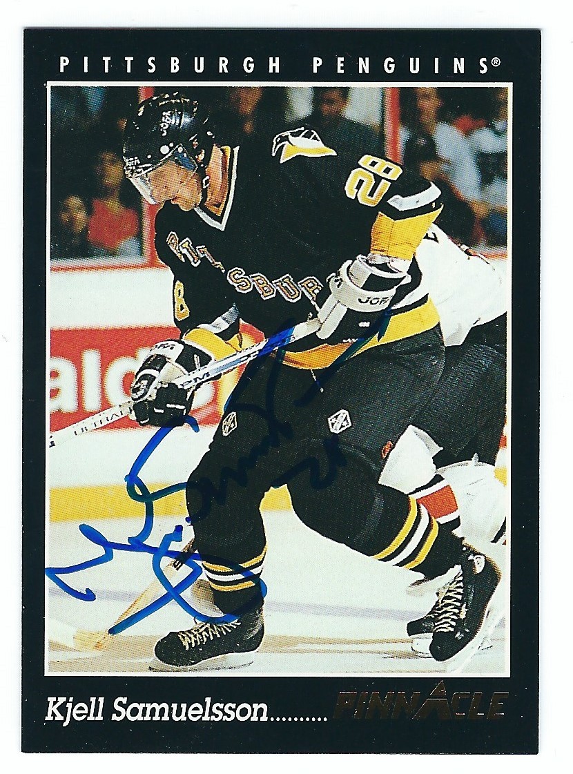 Signed KJELL SAMUELSSON 1993-94 PINNACLE Pittsburgh Penguins Card #293 ...