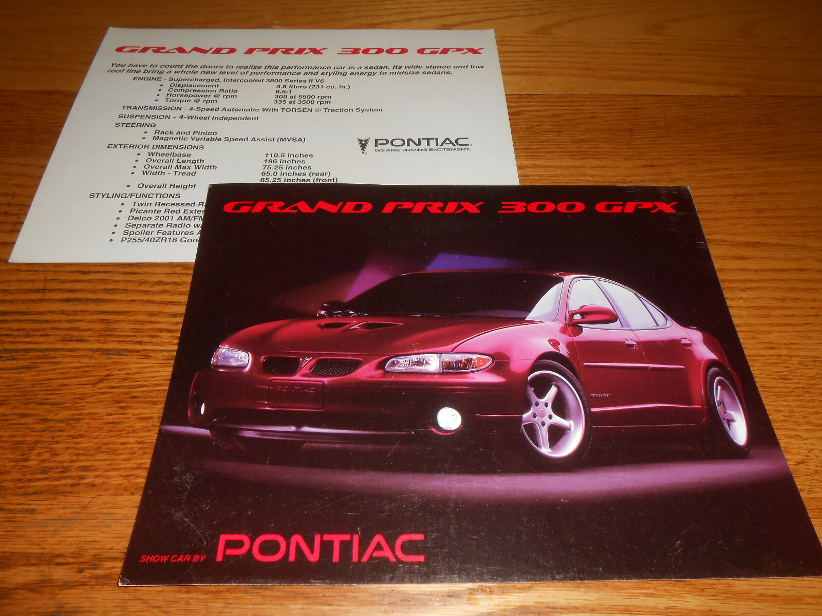 1996 1997 PONTIAC GRAND PRIX 300 GPX ORIGINAL BROCHURE / '96 '97 SPEC ...