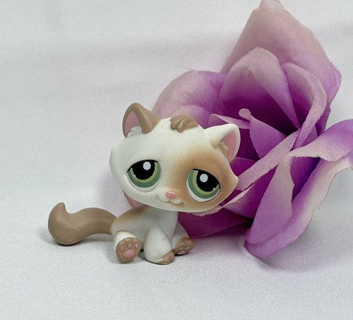 Littlest Pet Shop LPS Authentic #197 Kitten Cat White Tan Sitting Kitty ...