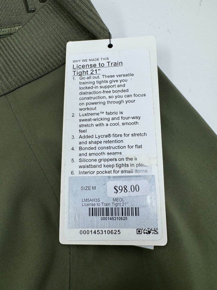 Lululemon License to Train Tight 21" Men's Size M MEOL Luxtreme Tight ...