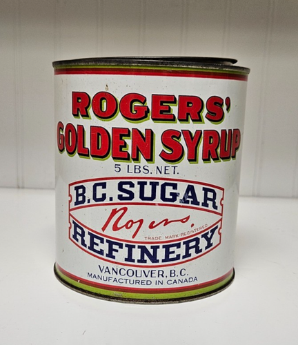 Large Vintage 5lbs. Roger's Golden Syrup, B.C. Sugar Refinery, Canada ...