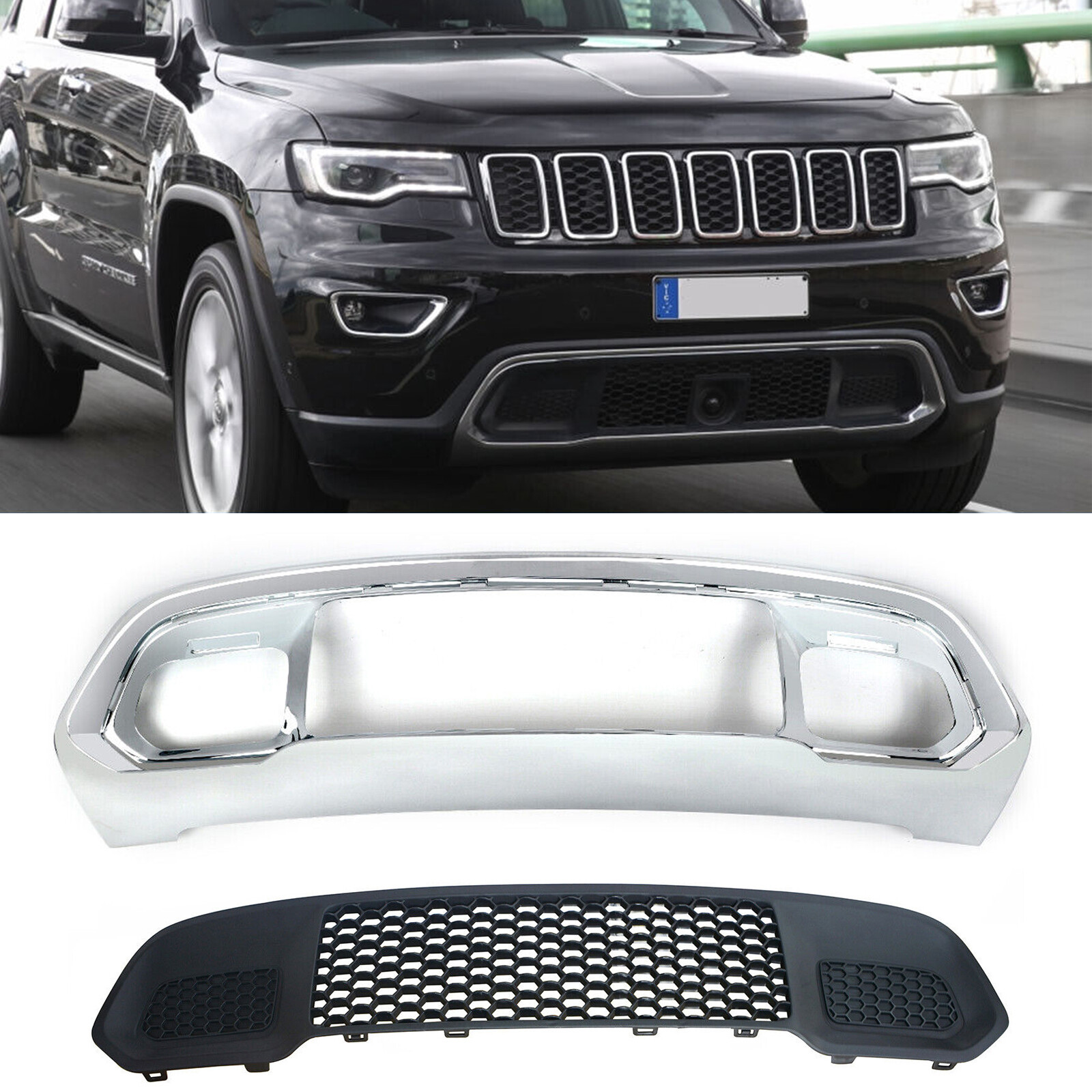 For Jeep Grand Cherokee 2017-2022 Chrome Front Lower Grille Bumper ...