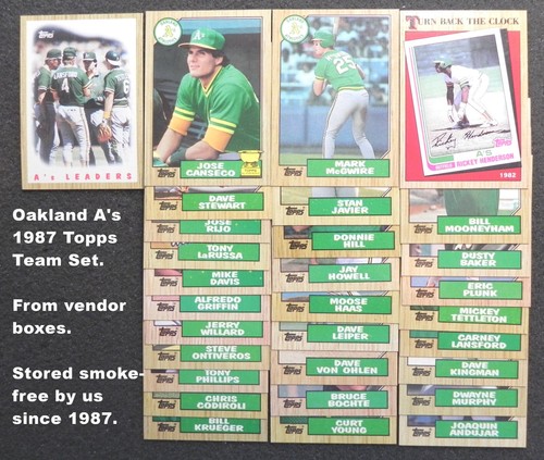 OAKLAND Athletics (1) 1987 Topps 30 Card Team Set from Vendor Boxes | eBay