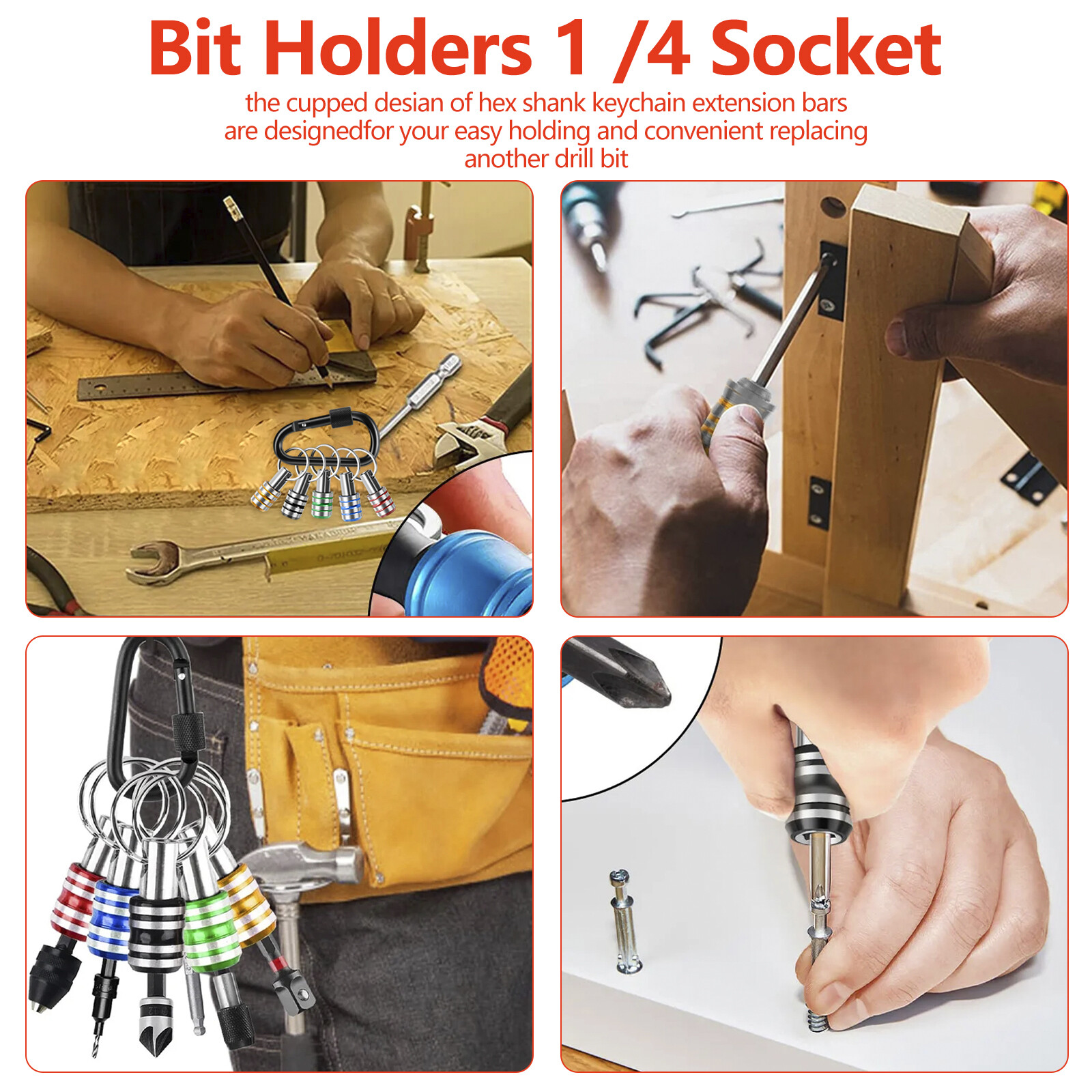 5Pcs 1/4 Inch Hex Shank Screwdriver Bit Holder Zinc Alloy Bit Holder🗼 ...