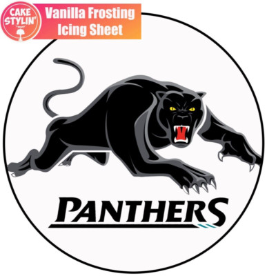 1 x NRL PENRITH PANTHERS Edible ICING CAKE TOPPER Large Round Vanilla ...