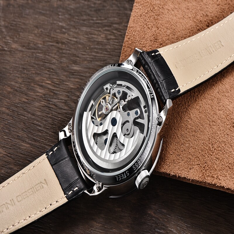 PAGANI DESIGN Men's Business Watch Auto Mechanical Watches Leather ...