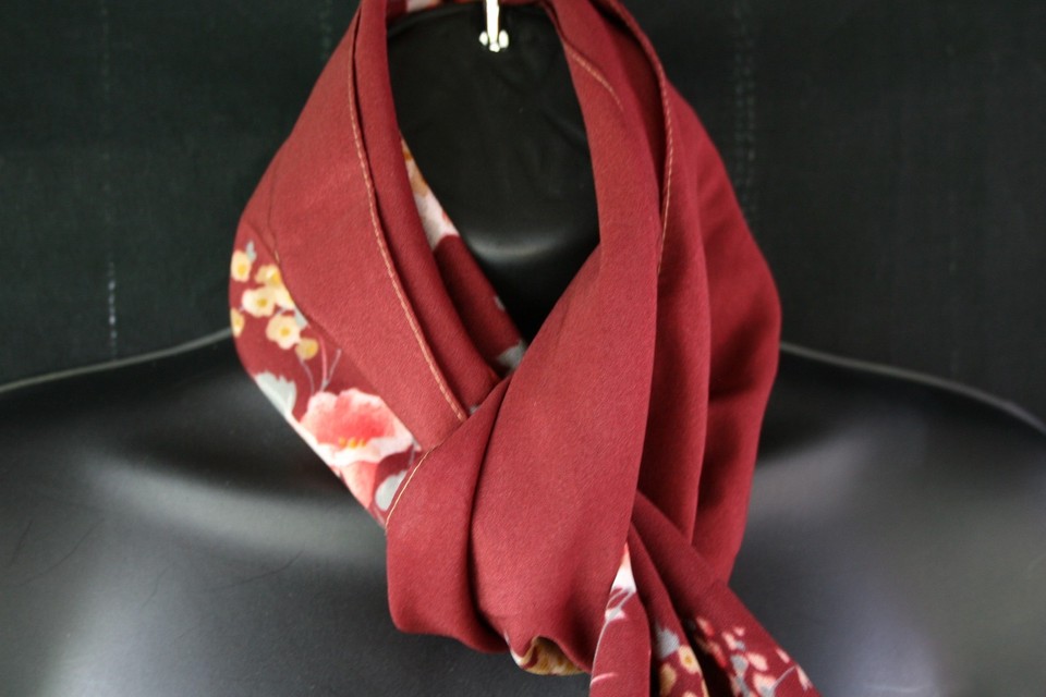 Vintage Boselli Italy Crepe Burgundy Floral Rectangular 11"x62" Scarf ...