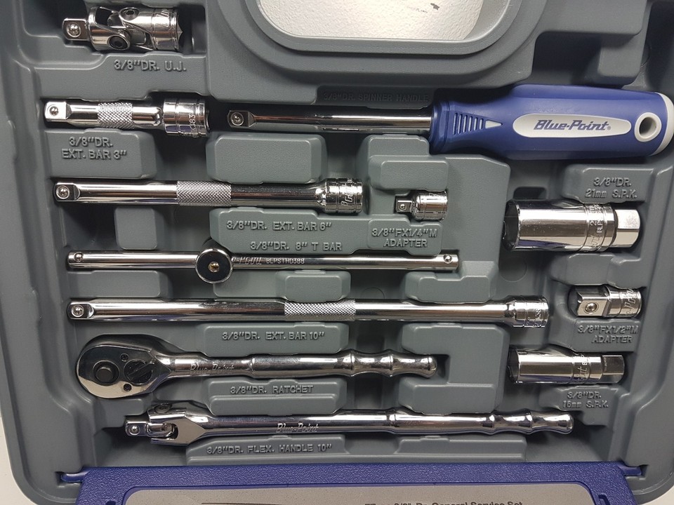 3 x Blue Point Socket Sets, 29pc 1/4", 77pc 3/8", 32pc 1/2" - As sold ...