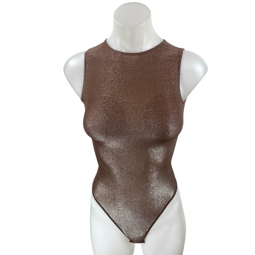 Skims Brown Metallic Glitter Shimmer Sleeveless Bodysuit Thong Tank Top ...