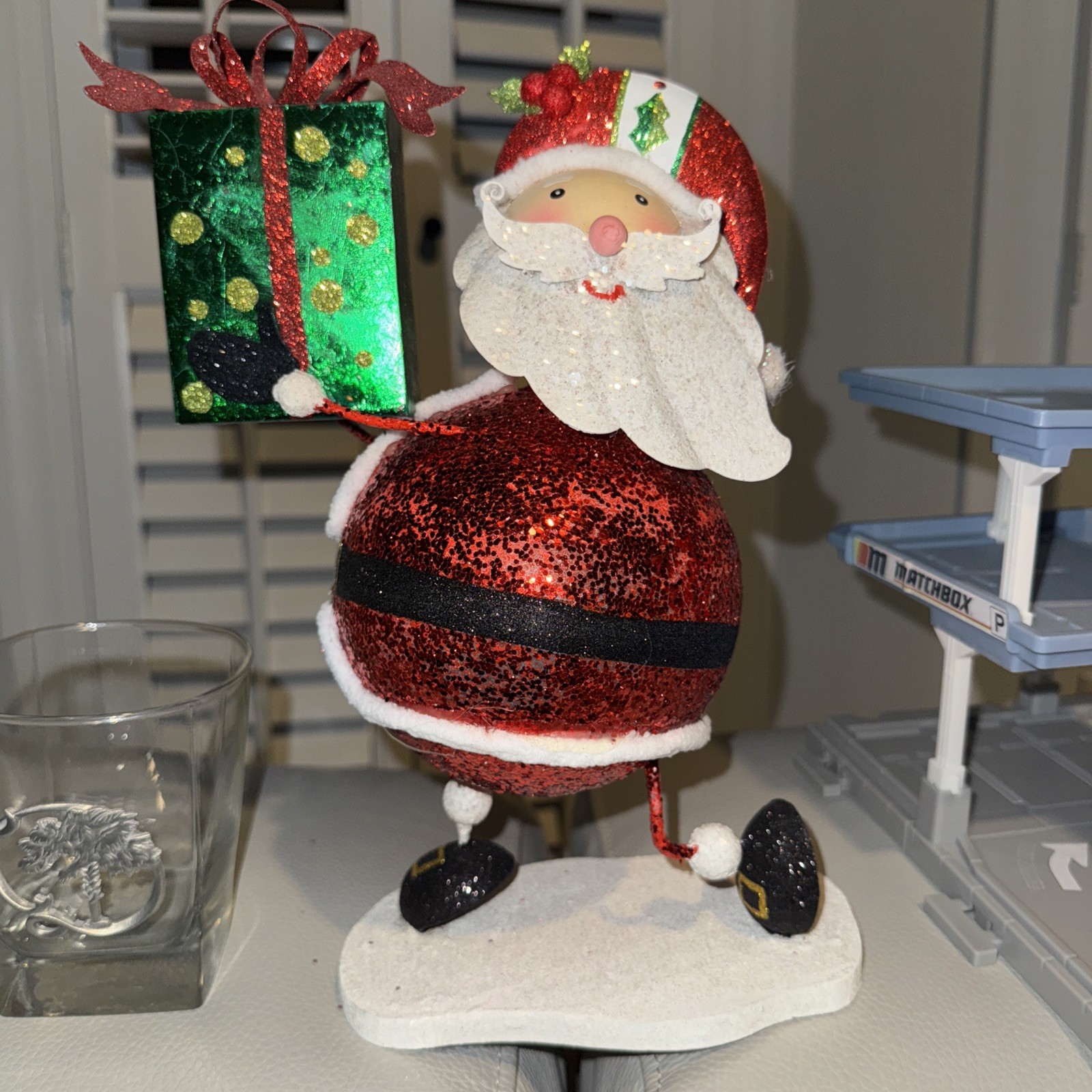 Pier 1 Christmas Santa Claus Glitter Figure Presents 12” | eBay UK