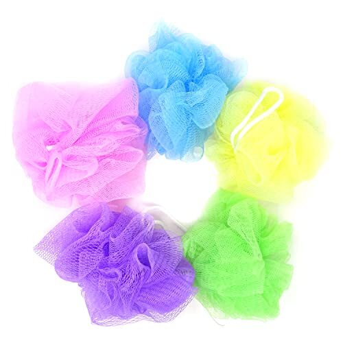 5pcs Small Mesh Pouf Mesh Bath Shower Sponge For Travel And Business ...
