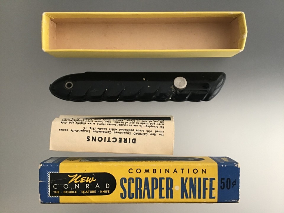Vtg CONRAD COMBINATION SCRAPER KNIFE BLADE CUTTER DOUBLE FEATURE box ...