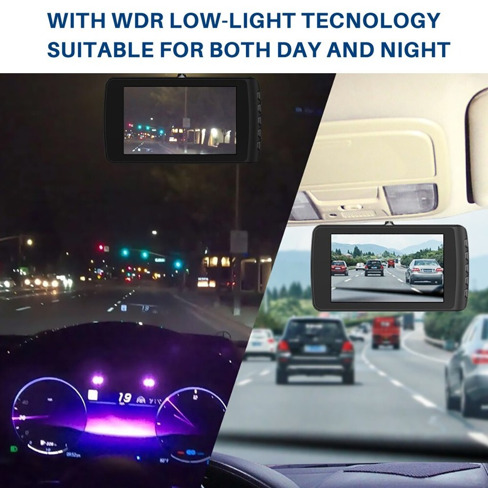 Dash Camera HD 1080P Dual Lens Car Van DVR Road Video Recorder 4" LCD ...