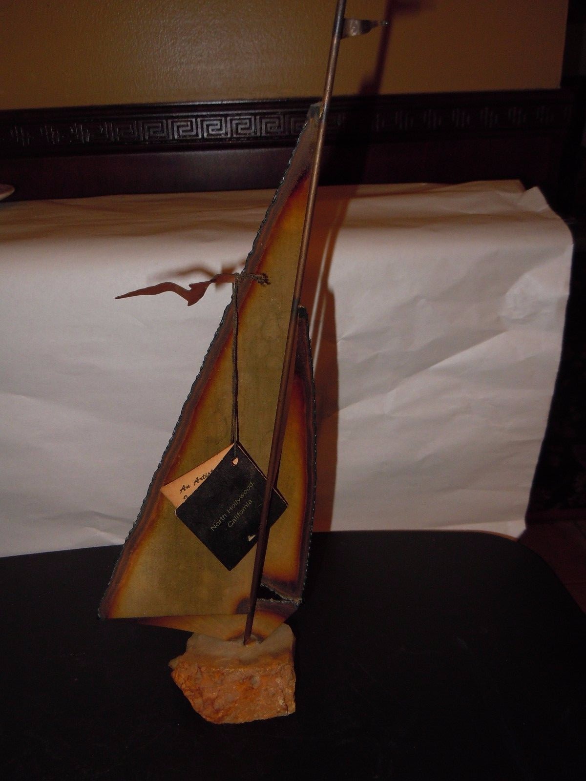 Mario Jason Sailboat Polished Brass Sculpture on Stone Base- 14" Tall ...