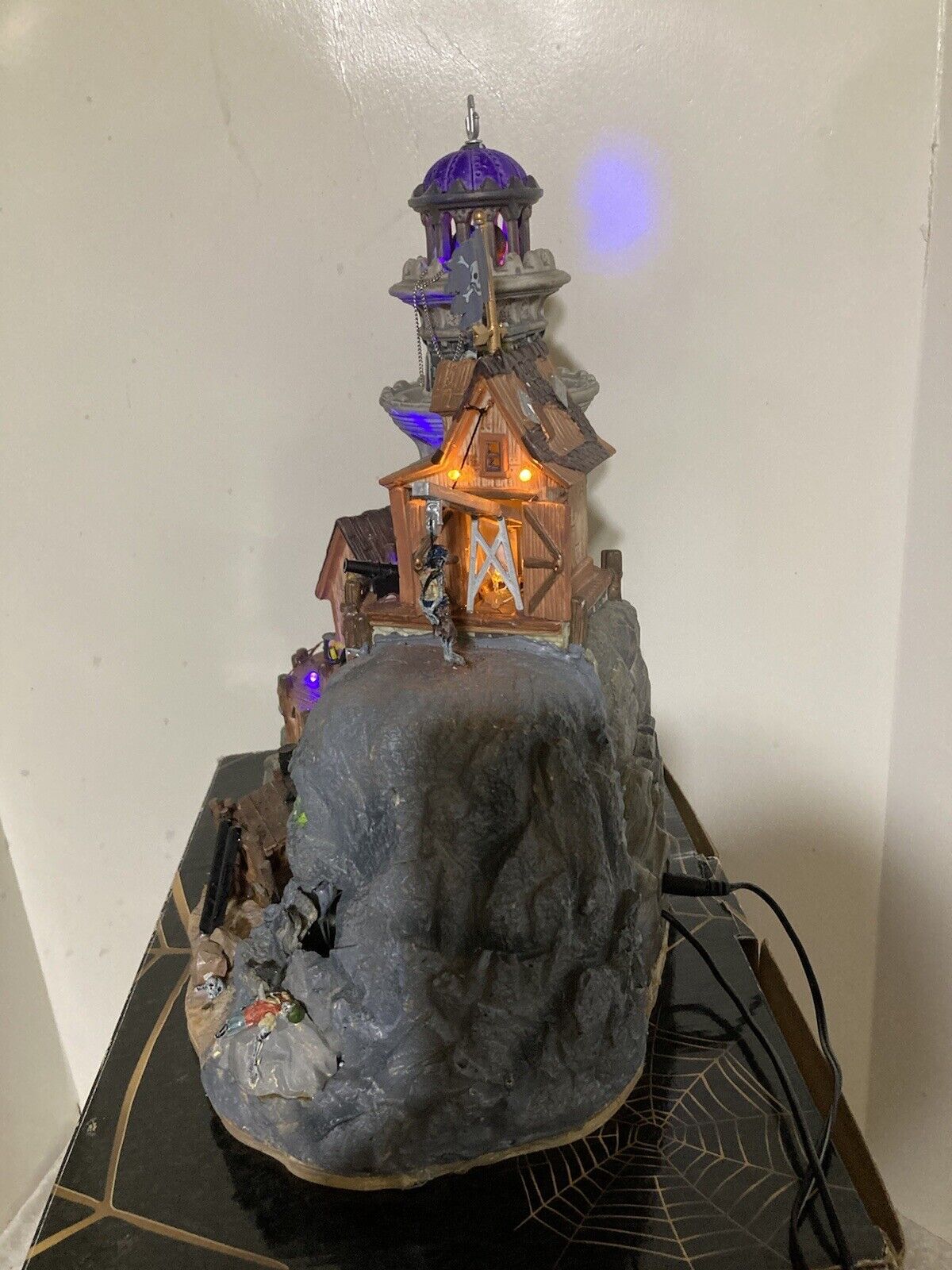 Lemax Spooky Town Lighted Isle of Doom Lighthouse Musical Talking ...