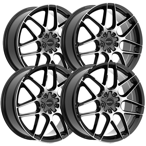 (Set of 4) Motiv 435MB Foil 20x8.5 5x4.5"/5x120 +40mm Black/Machined ...