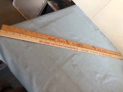 VINTAGE LOT of 2 Yard Sticks Ruler Barb Lynch Plymouth Trustee & Damman ...
