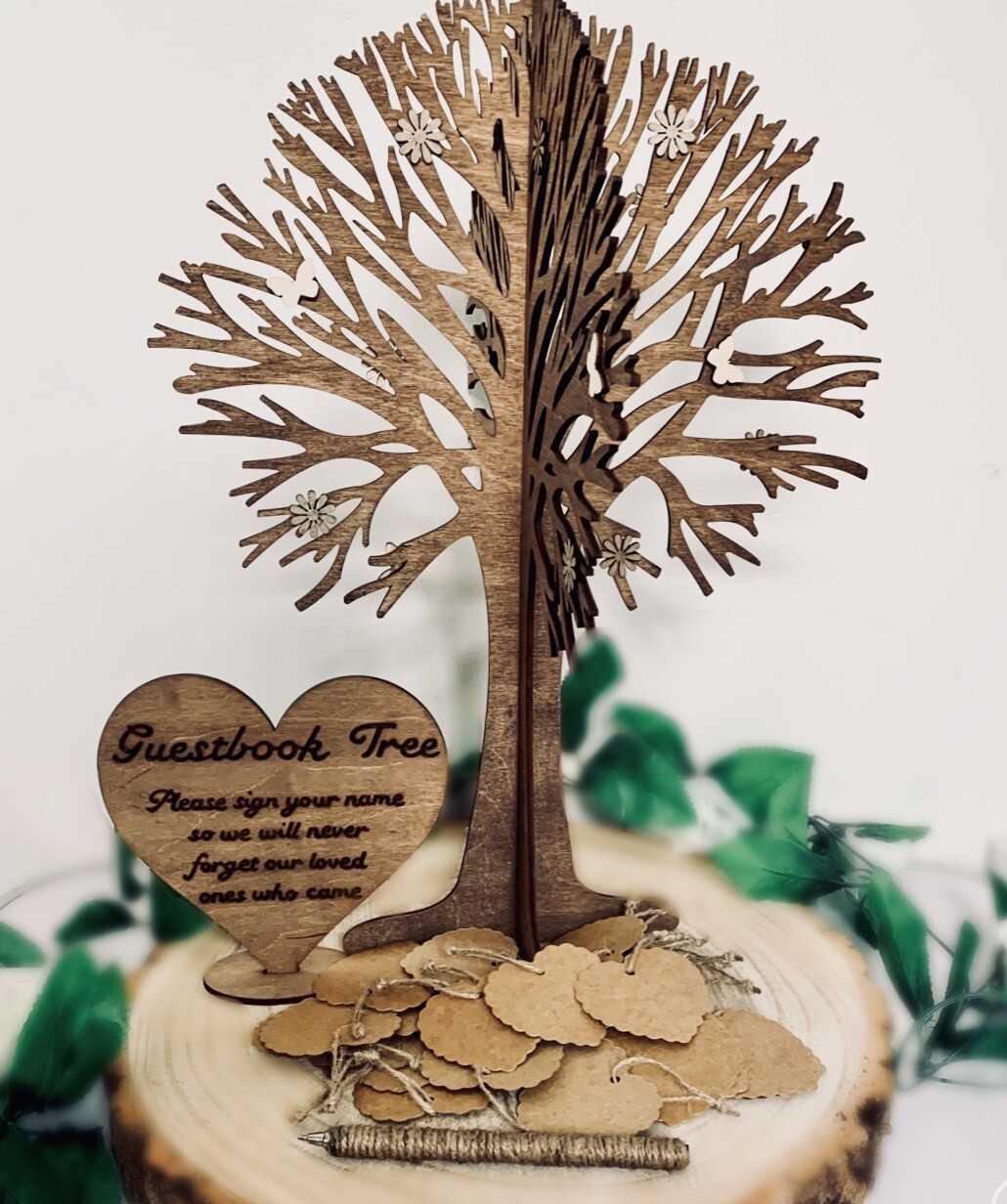 Custom 40cm 3D Guest Book Tree Wedding Party Engagement Baptism 30 Card ...
