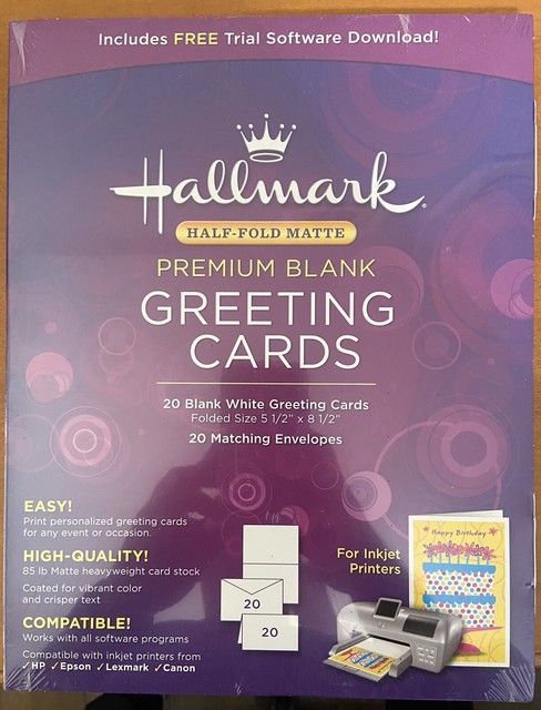 Hallmark Blank Greeting Cards Half-fold Matte Premium 20 Count 2050XF ...