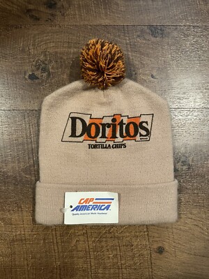 Vintage Doritos Tortilla Chips Stocking Cap Knit Beanie Hat W/Pom-Pom ...