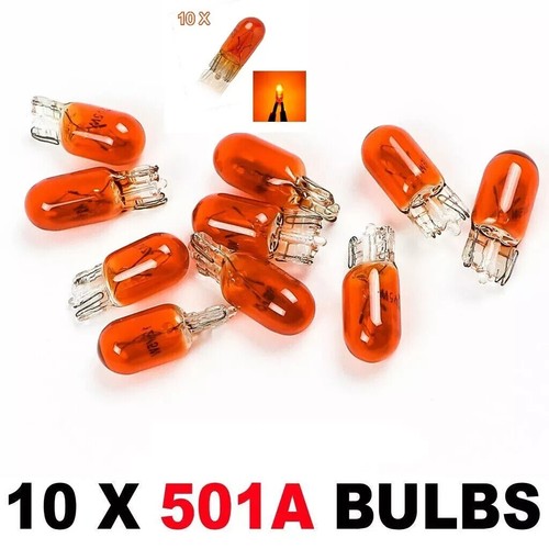 10 x 501 Side Tail Light AMBER Push In Number Plate Capless Bulb Bulbs ...