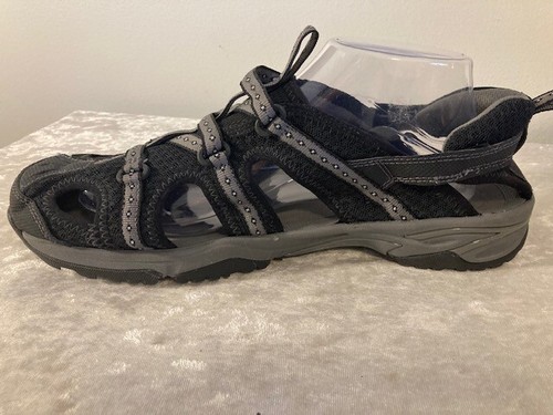 AHNU Womens Sandals Size 11 Black Grey Shoes Adjustable Strap Closed ...