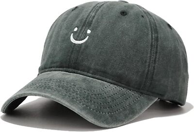 Smile Face Baseball Cap Vintage Distressed Low Profile Unstructured ...