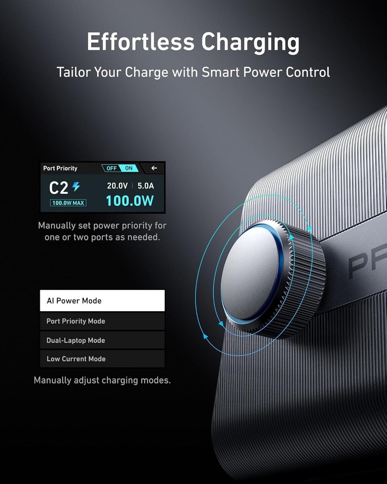 Anker 250W GaN Prime USB-C Charger Station 6-Port Smart Control Dial ...