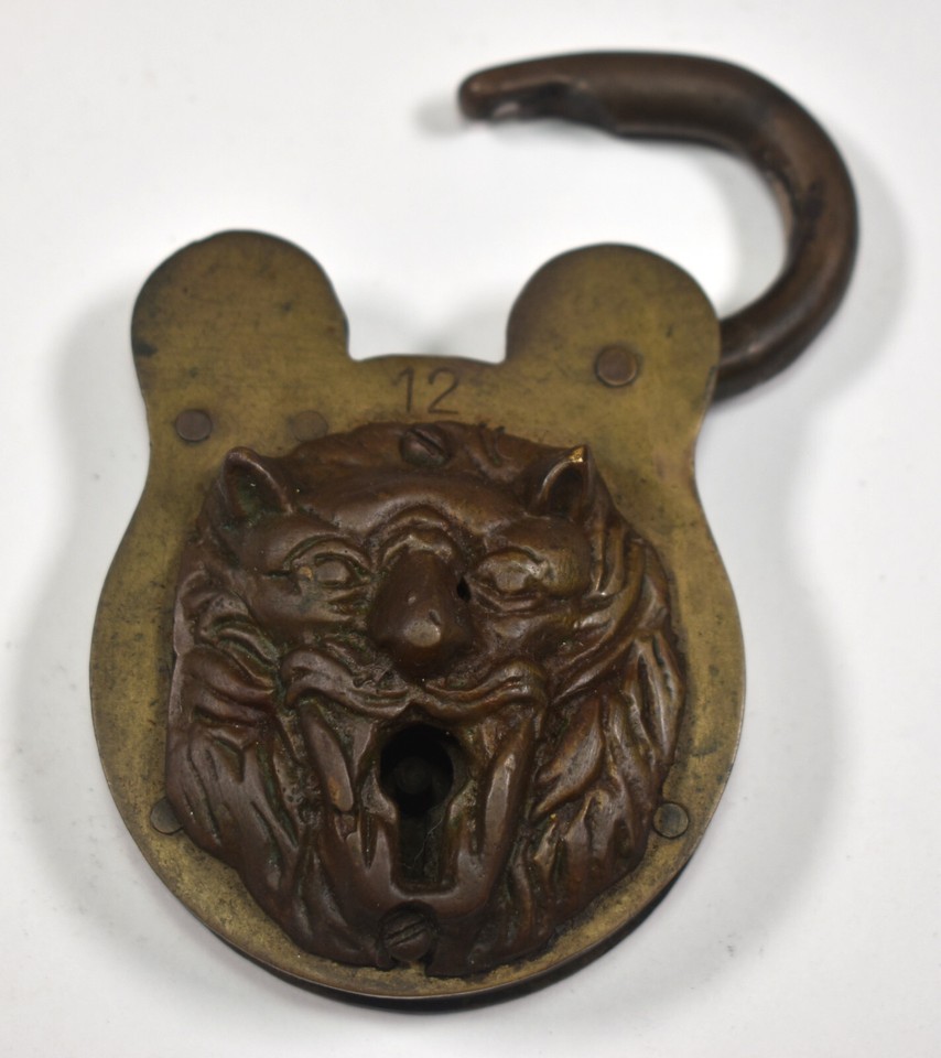 Unique Vintage Antique 1896 Lions Head #12 Brass Padlock Lock | eBay