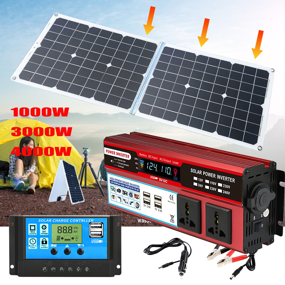 4000W Solar Power Generator Complete Panel Kit 12V 100A Home 110V ...