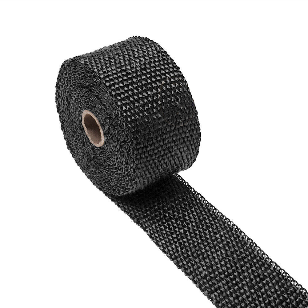 Black 2" 16ft Roll Fiberglass Exhaust Header Pipe Heat Wrap Tape +5 ...