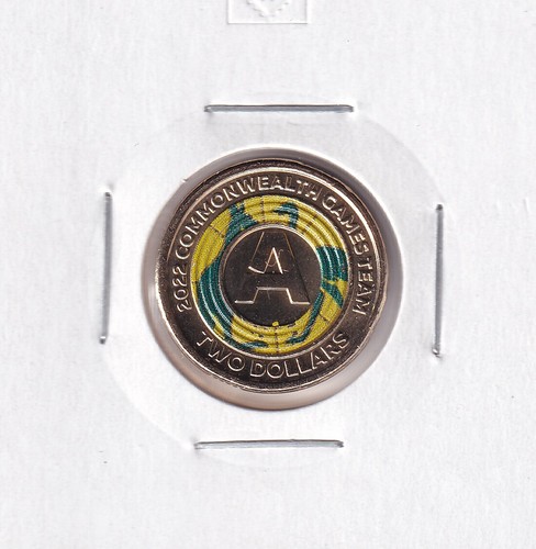 AUSTRALIA: 2022 $2 COMMONWEALTH GAMES LETTER **A** UNC COIN IN 2X2 ...